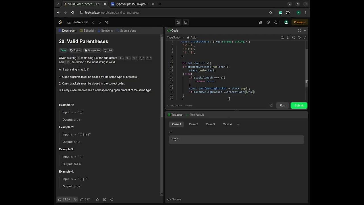 20. Valid Parentheses video5 #leetcode #problemsolving # ...