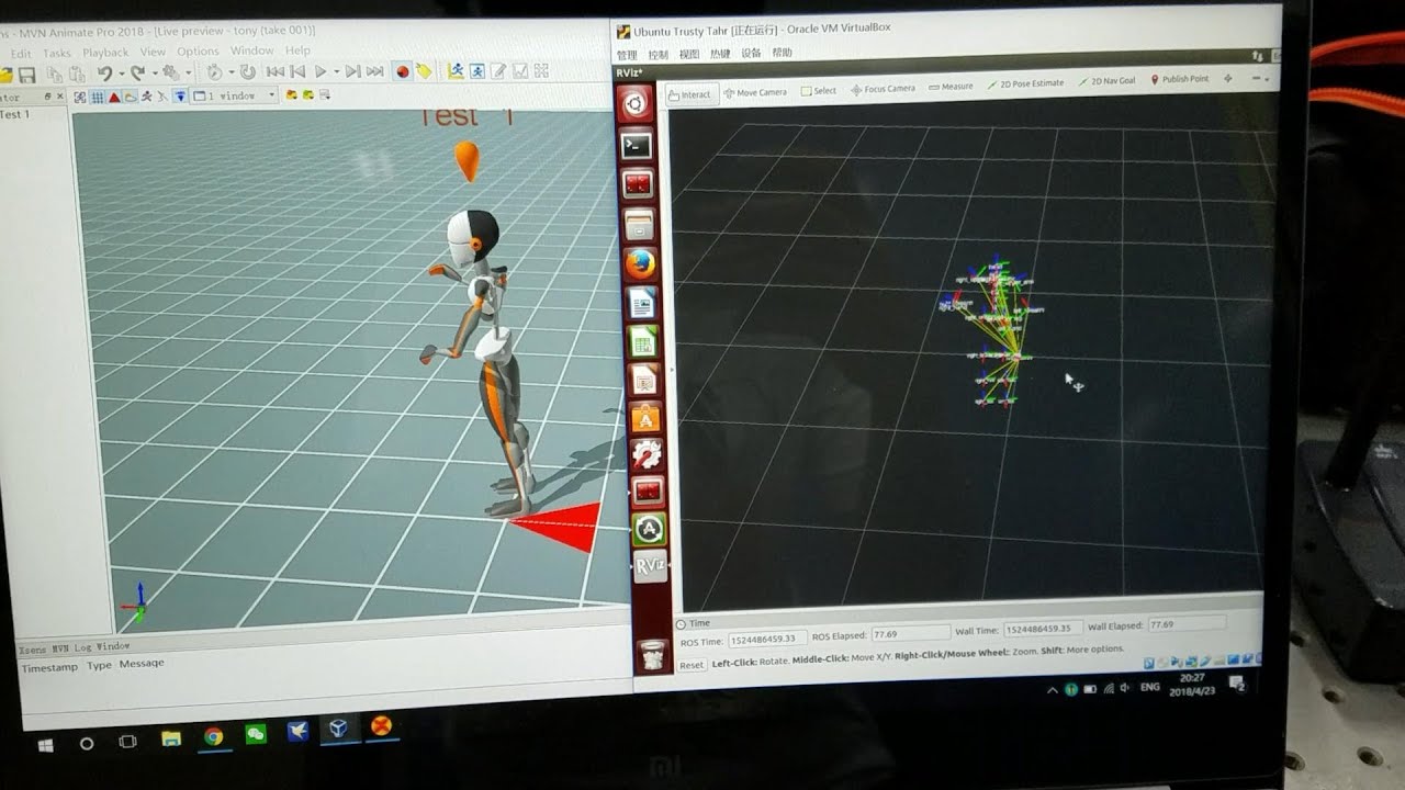 Testing driver for Xsens motion tracking suit - YouTube