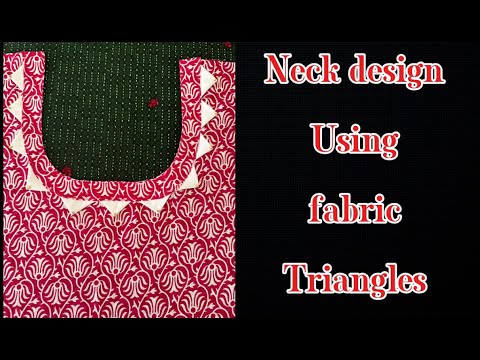 Simple and beautiful U neck design with fabric triangles for kurthi ...