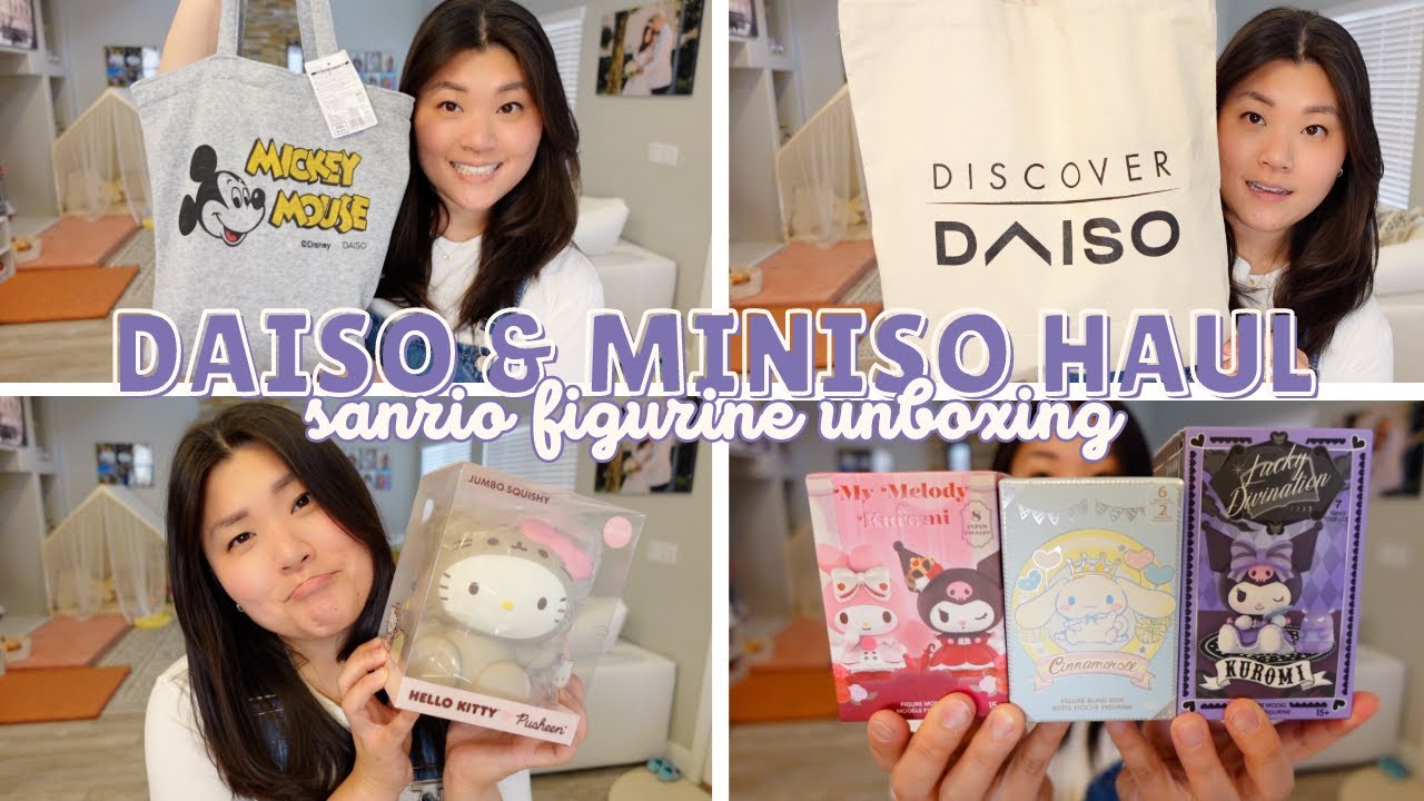 a super cute daiso & miniso haul/sanrio figurine unboxing | sanrio ...