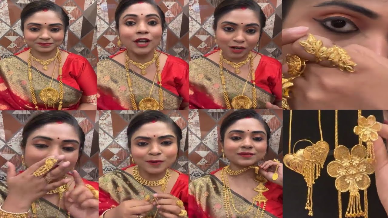 ব্রাইডাল কালেকশন 🔥১.৫ gram gold plated jewellery sonar jol kora with ...