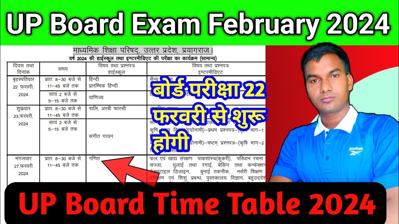 UP Board Time Table 2024 || up board final date sheet 2024 || up board ...