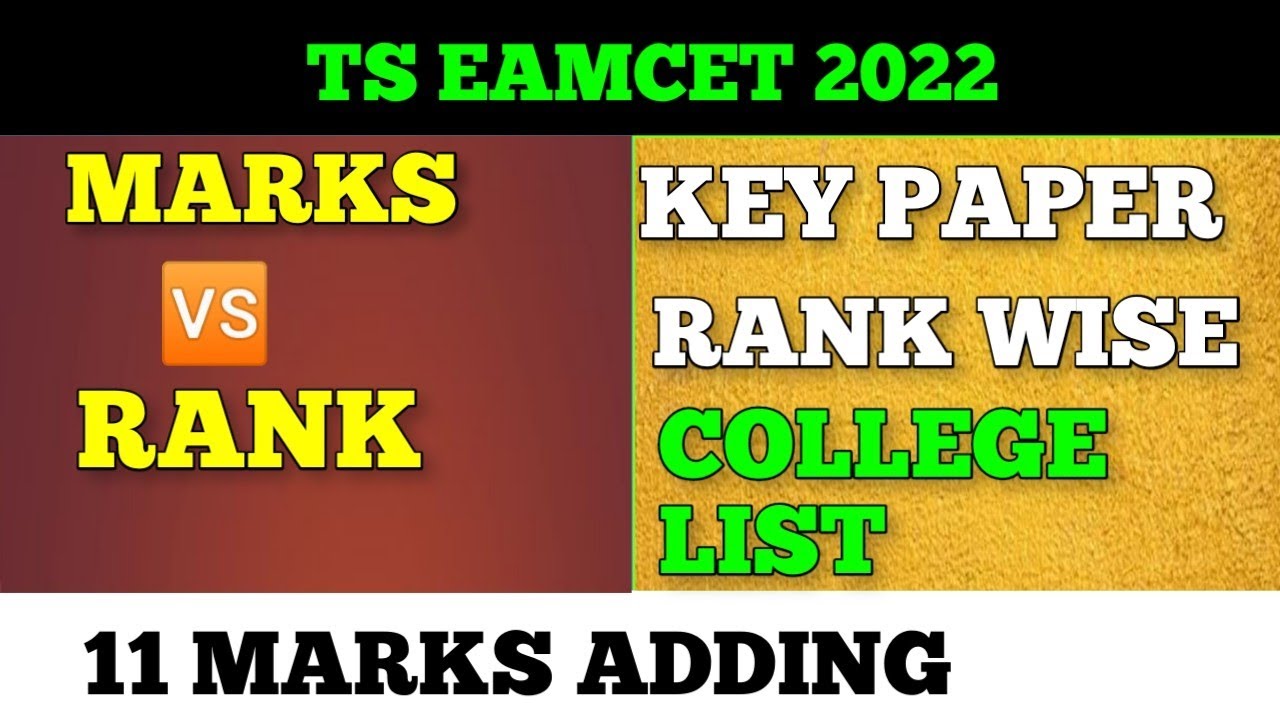 TS EAMCET 2022:Marks vs Rank||Key paper||11marks adding||check your ...
