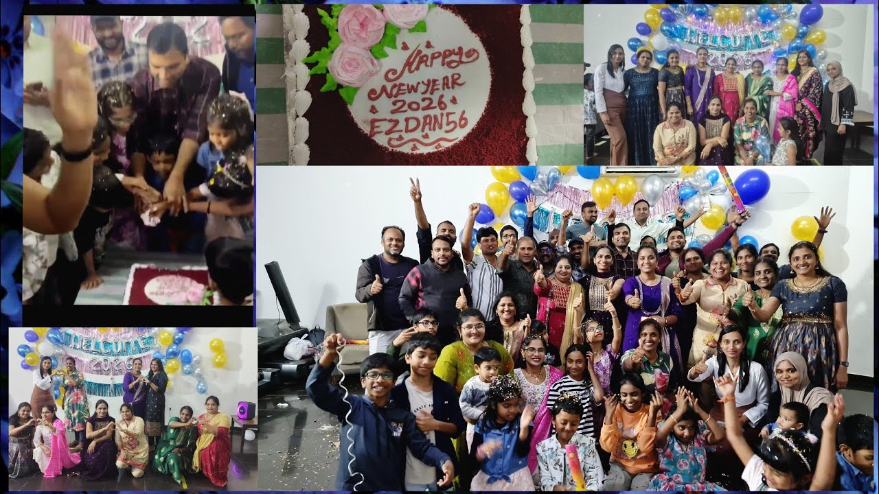 New year celebrations in my ezdan compound 🎂🎊🇶🇦#🥰2026 🥰#Sneha jyothsna ...