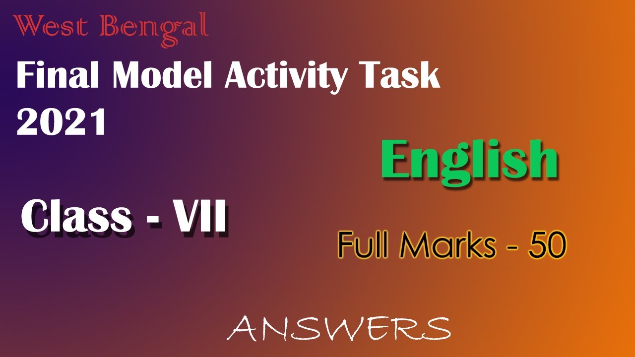 Class-7 English Part-8 (Final) Model Activity Task | November 2021 ...