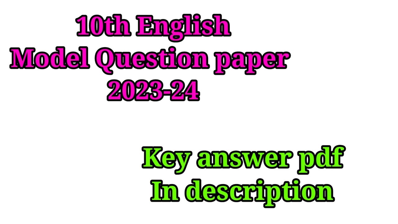 10th English Model question paper 2023-24 Key answer pdf ...