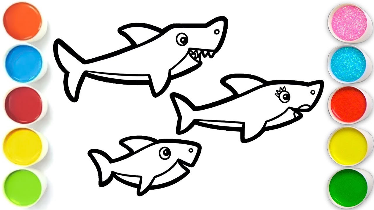 Learn How to draw Baby Shark and Hello Kitty in a Boat Painting and art ...