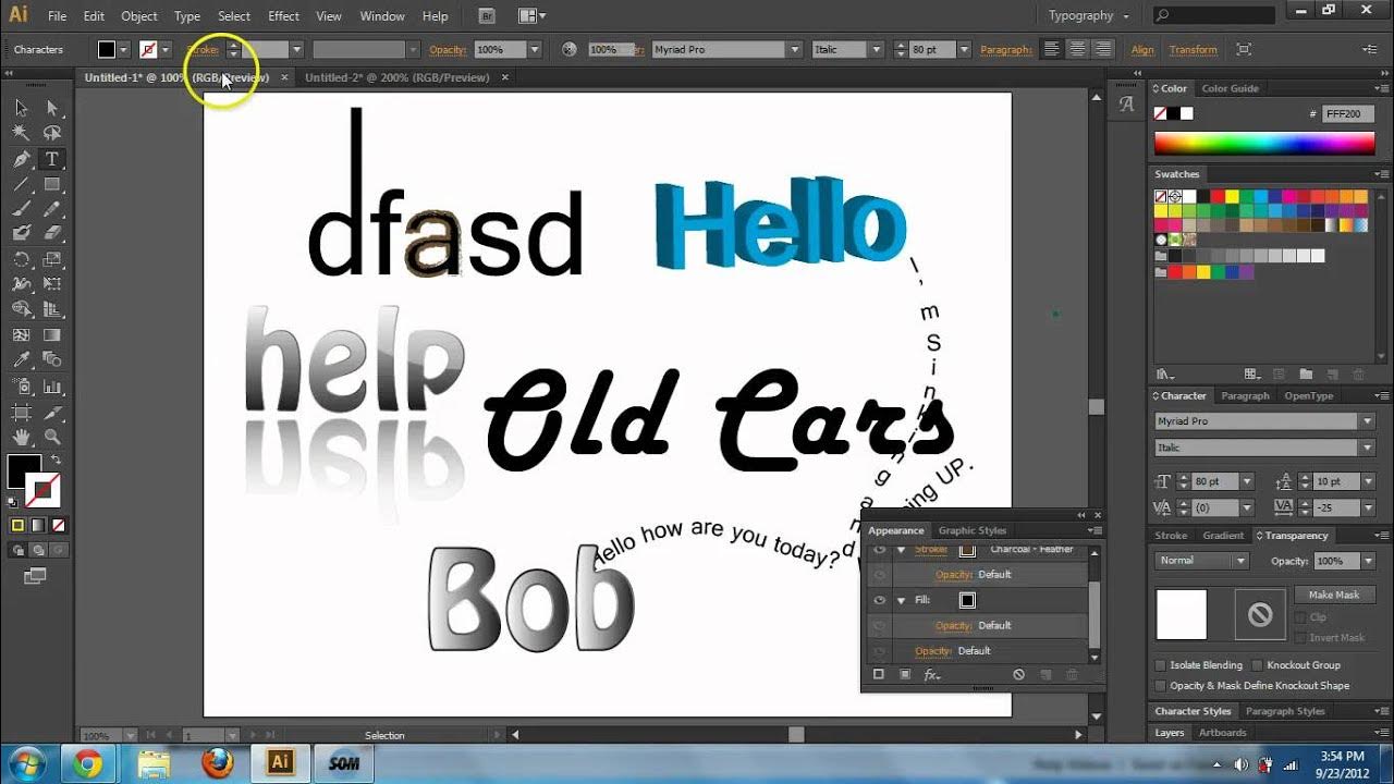 Adobe Illustrator CS6 & CC - Text Basics - Text Tool Tutorial - YouTube