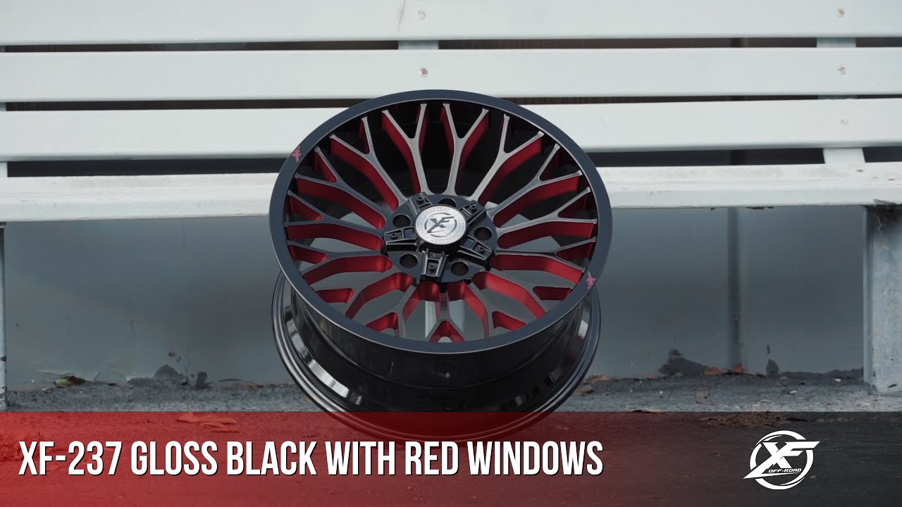 XF Off-Road Wheel: XF-237 Gloss Black with Red Windows - YouTube