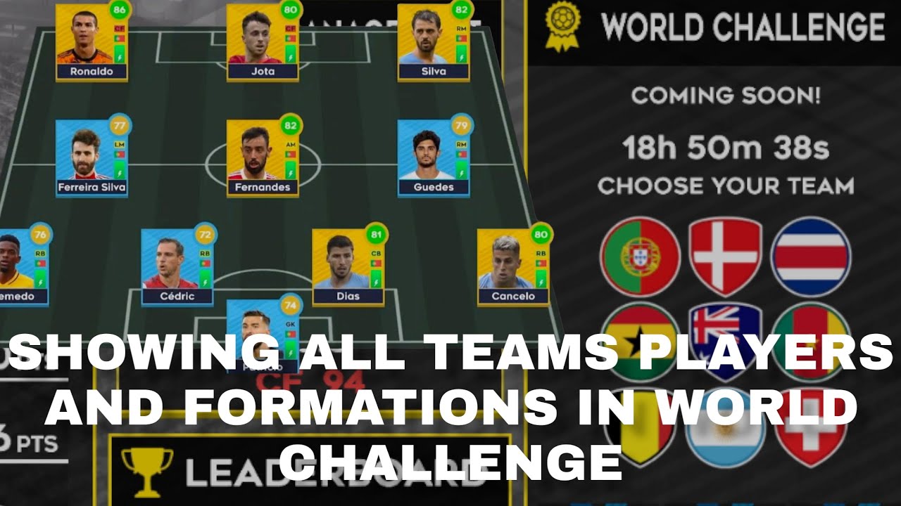 SHOWING ALL TEAMS PLAYERS AND FORMATIONS IN WORLD CHALLENGE! | DLS 22 ...