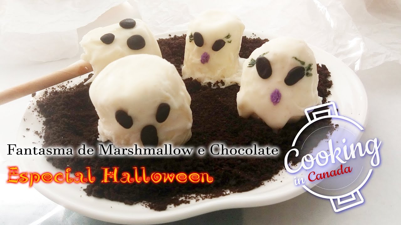 fantasma marshmallow e chocolate marshmallow ghost - YouTube