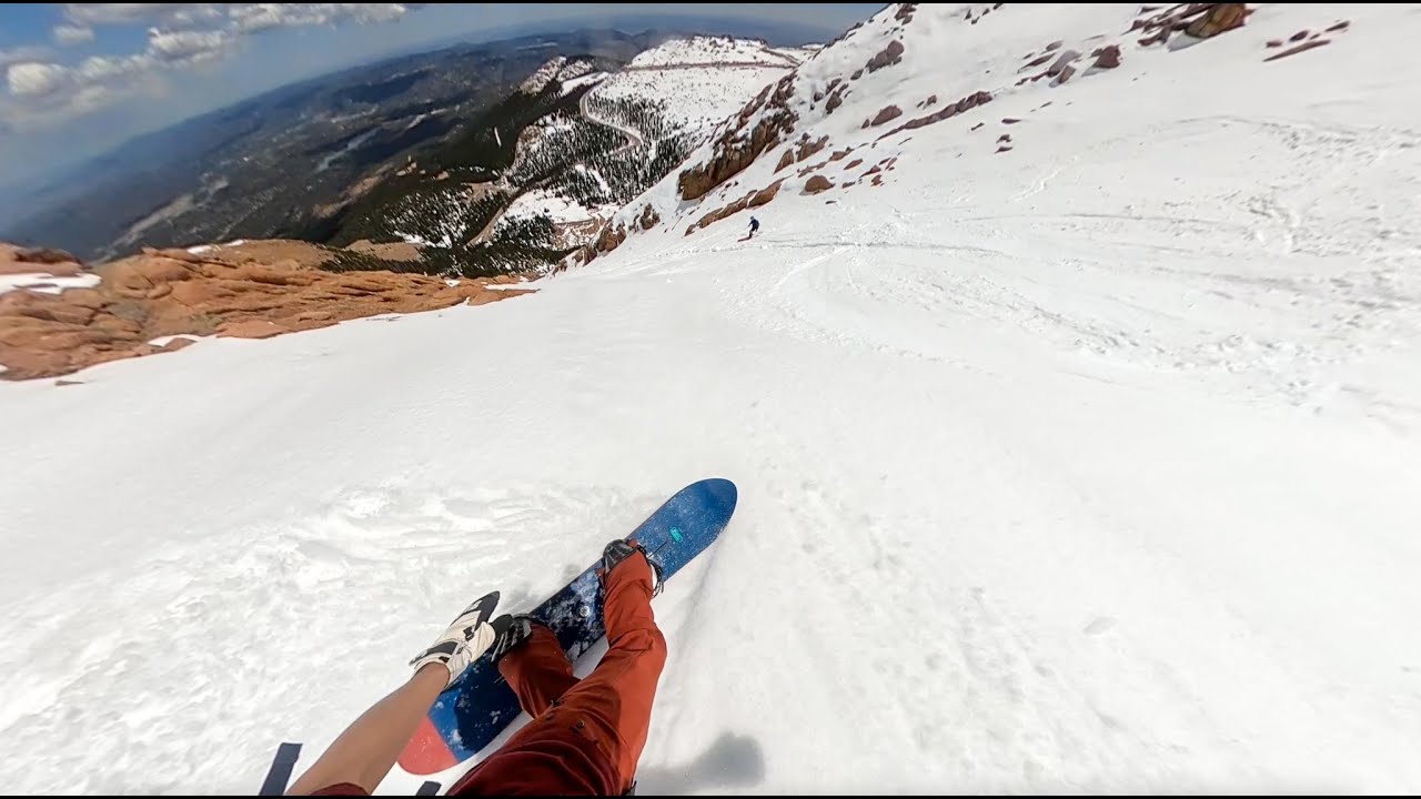 Snowboarding the Little Italy Couloir on Pike's Peak - YouTube
