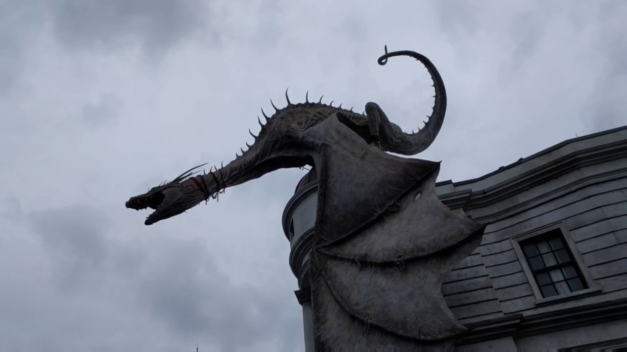 Fire Breathing Dragon Above Gringotts - YouTube