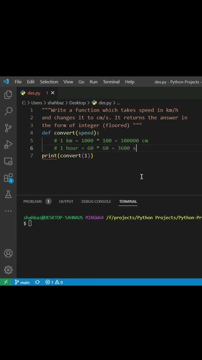 Python Program: Convert Kilometers per Hour to Centimeters per Second - YouTube