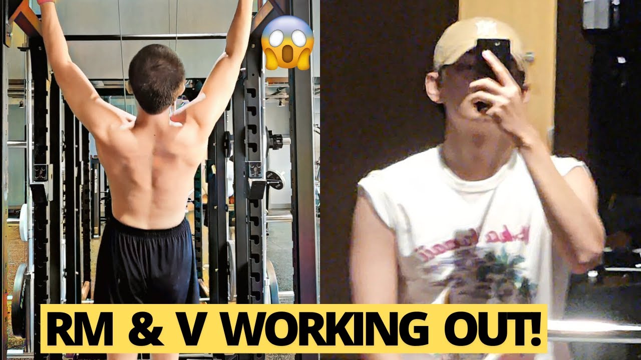 OMG Namjoon Goes Shirtless in GYM with Taehyung RM & V Working Out BTS ...