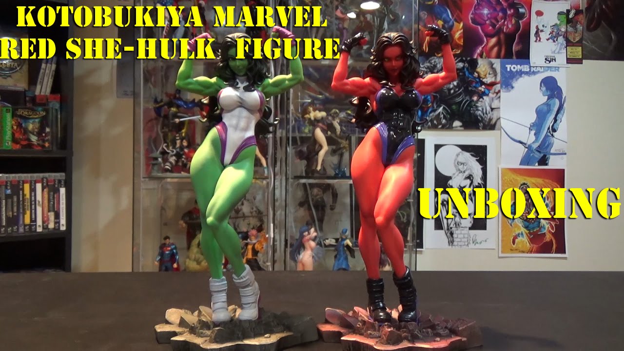 Kotobukiya Marvel Red She-Hulk Bishoujo Figure Unboxing - YouTube