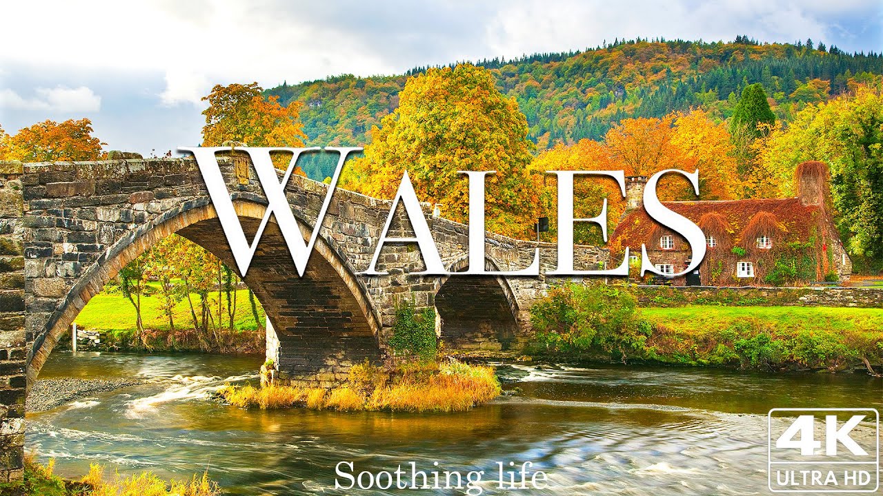 FLYING OVER WALES (4K UHD) - Soothing Piano Music With Beautiful ...