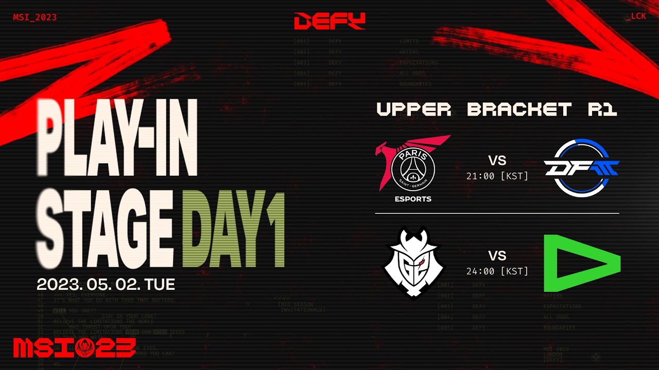 PSG vs DFM / G2 vs LLL | 플레이-인 Day 1 | 2023 MSI - YouTube