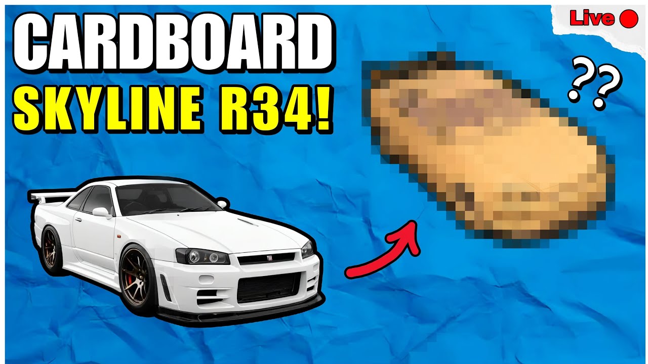 Making CARDBOARD Nissan skyline r34! Live 🔴 - YouTube