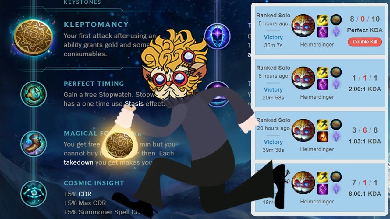 KLEPTOMANCY HEIMERDINGER IS THE BEST TOP LANER! EXTREME GOLD FARMING ...
