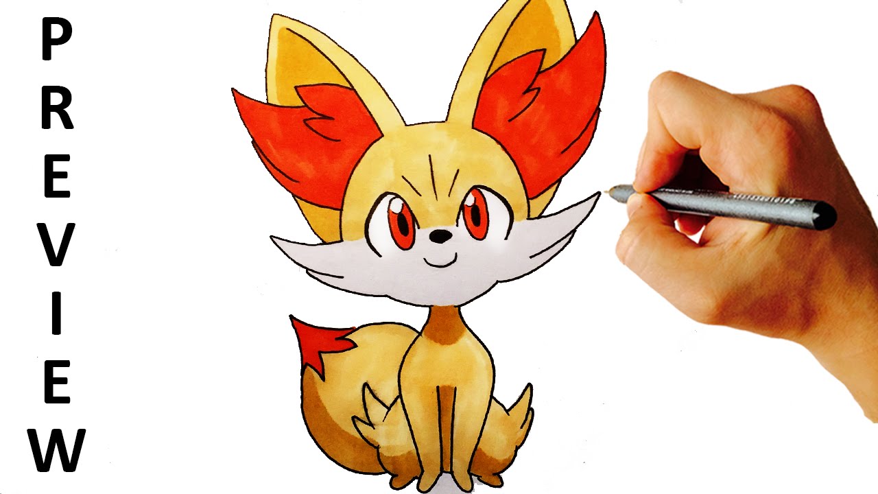 How to draw Fennekin from Pokemon X Y 6 Gen easy step by step drawing ...