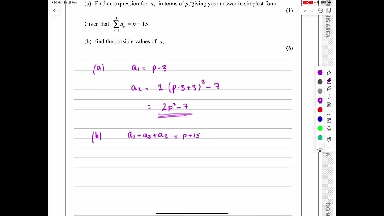 IAL, Edexcel, Jan 2021, P2, Q8, Sequences and Series, Sigma Notation, Recurrence, Pure, WMA12/01 ...