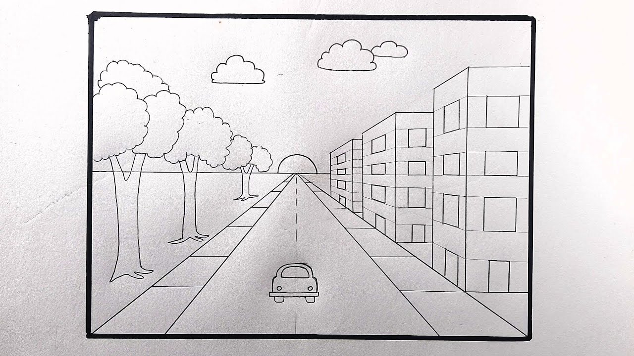 City Scenery Drawing Technique শহরের দৃশ্য আঁকার কৌশল - YouTube