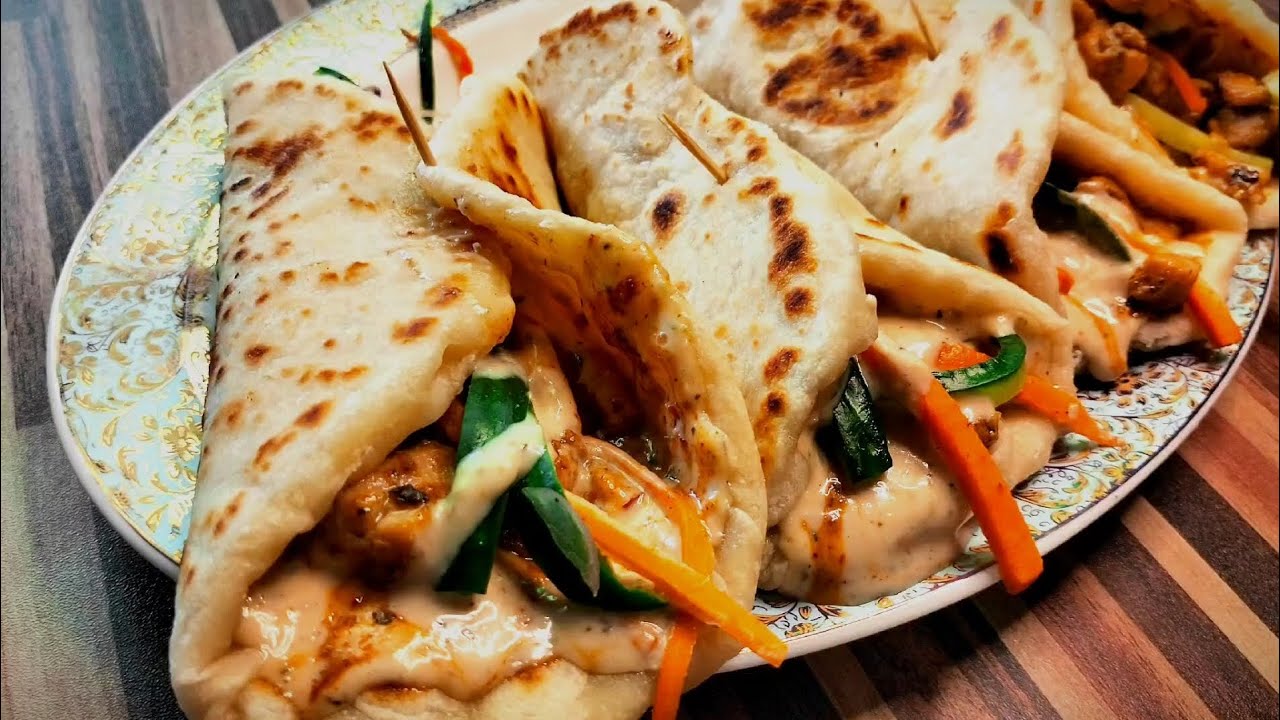 Chicken Shwarma recipe at home!Shwarma bread/Shwarma sauce/Shwarma ...