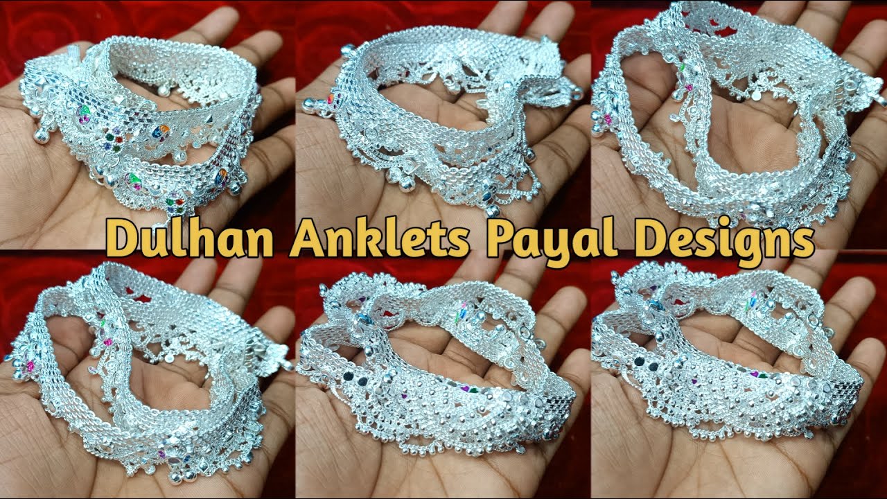 Most beautiful silver anklets payal designs for bride - YouTube