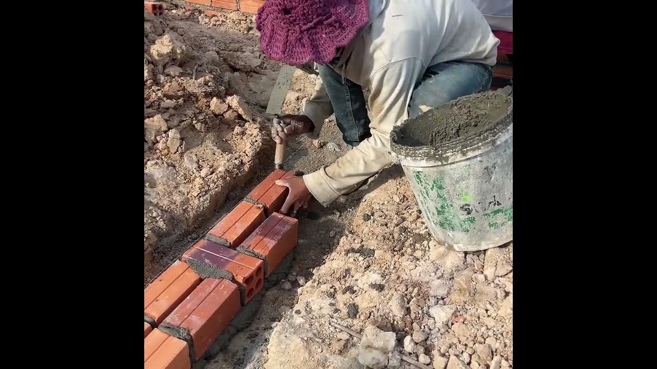 Working Techniques and Skills To Build Brick Wall - YouTube