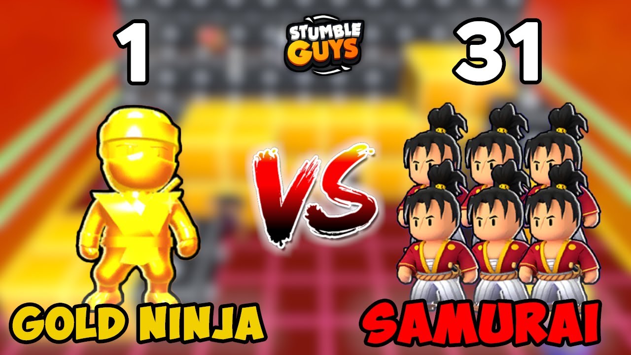 1 NINJA EMAS MELAWAN 31 SAMURAI GANAS | STUMBLE GUYS - YouTube
