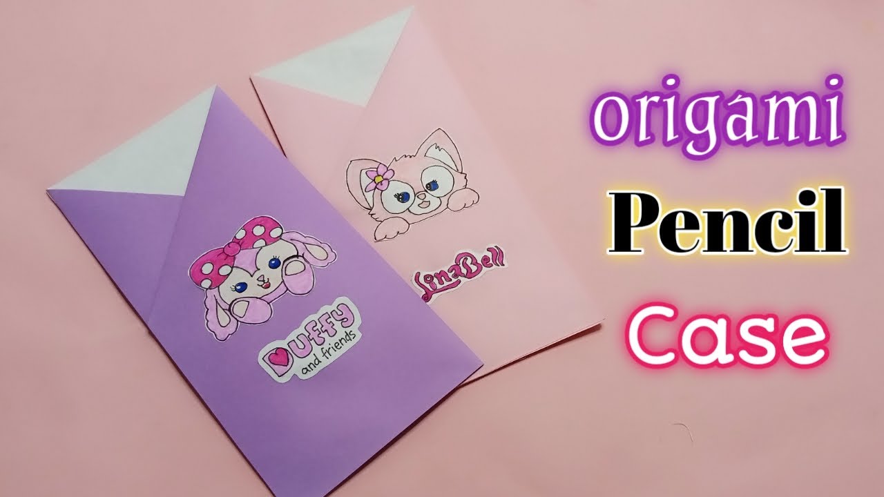origami pencil case/ how to make paper pencil case/ diy pencil case ...