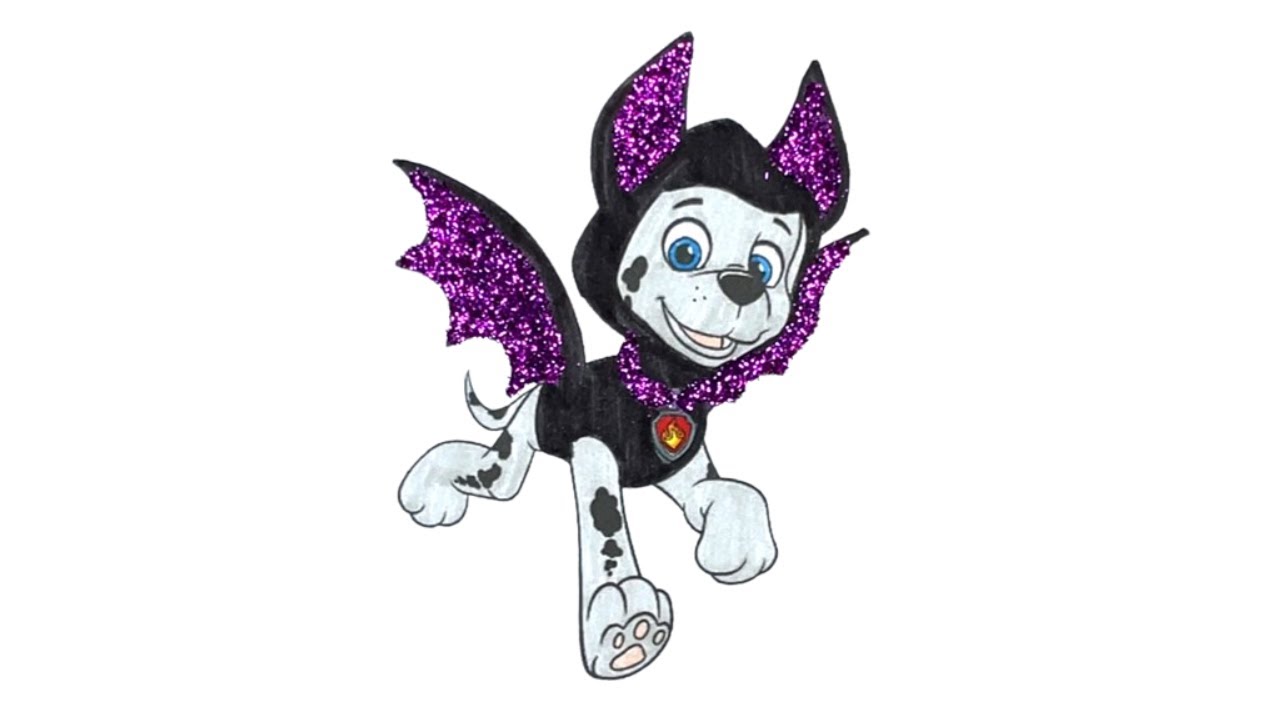 Paw Patrol Halloween Bat Marshall Coloring Book Page/ Colorama - YouTube
