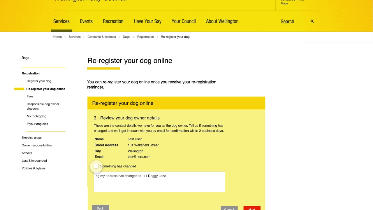 WCC Dog Re-registration - User interface screen flows - 2019-03-26 ...