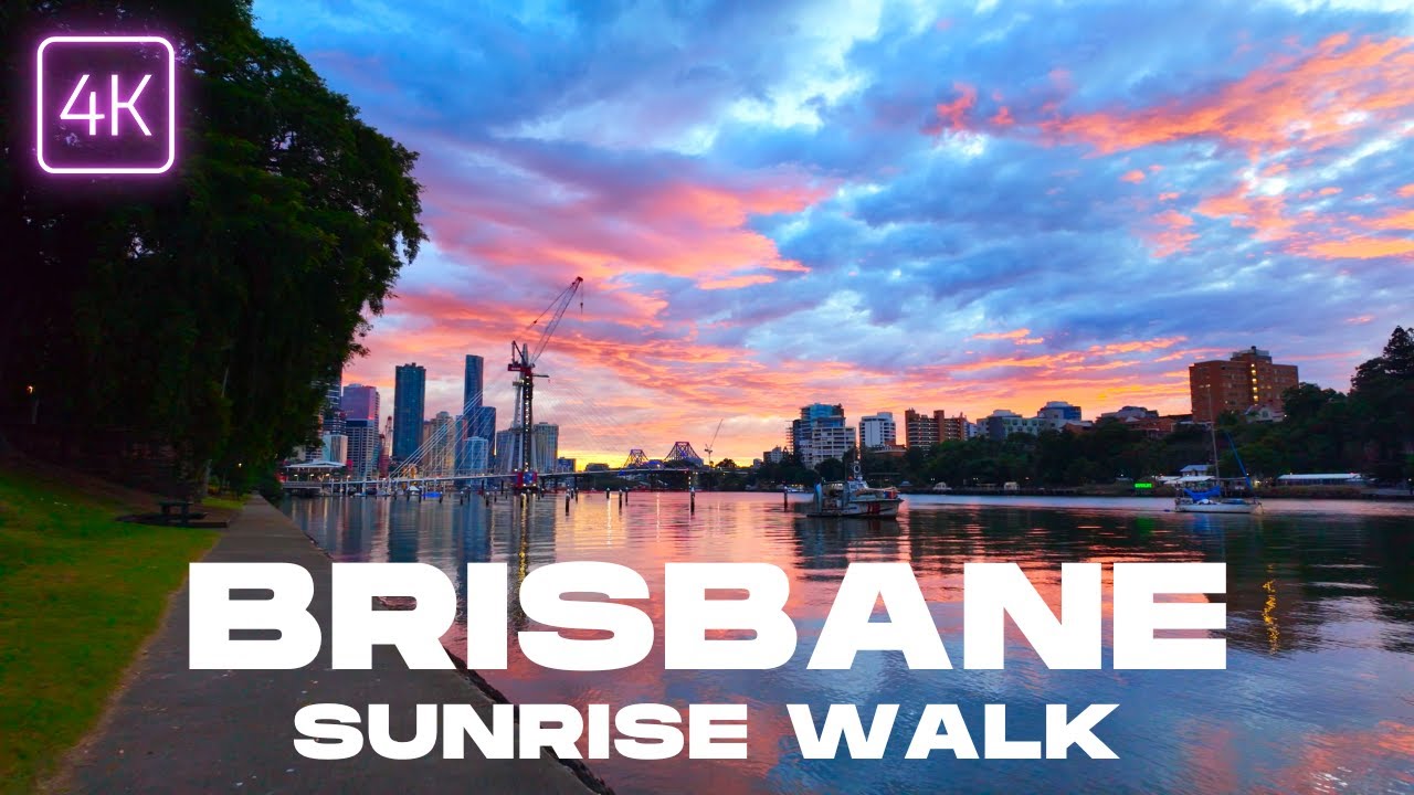 Brisbane City Sunrise Walking Tour | Early Morning | 4K Australia ...