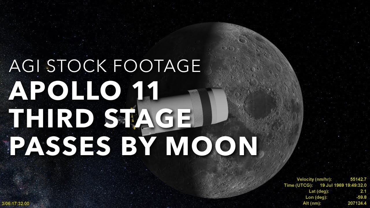 Stock footage: Apollo 11 third stage passing by moon - YouTube