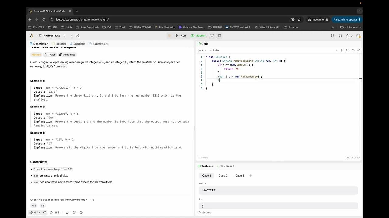 Leetcode 402 Remove K digits - YouTube