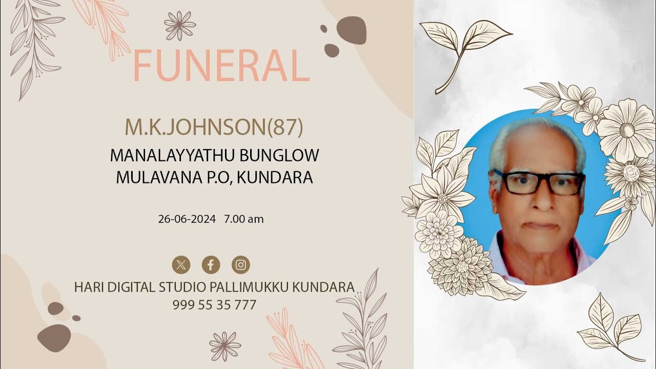 FUNERAL SERVICE M.K.JOHNSON (87) |26-06-24| - YouTube