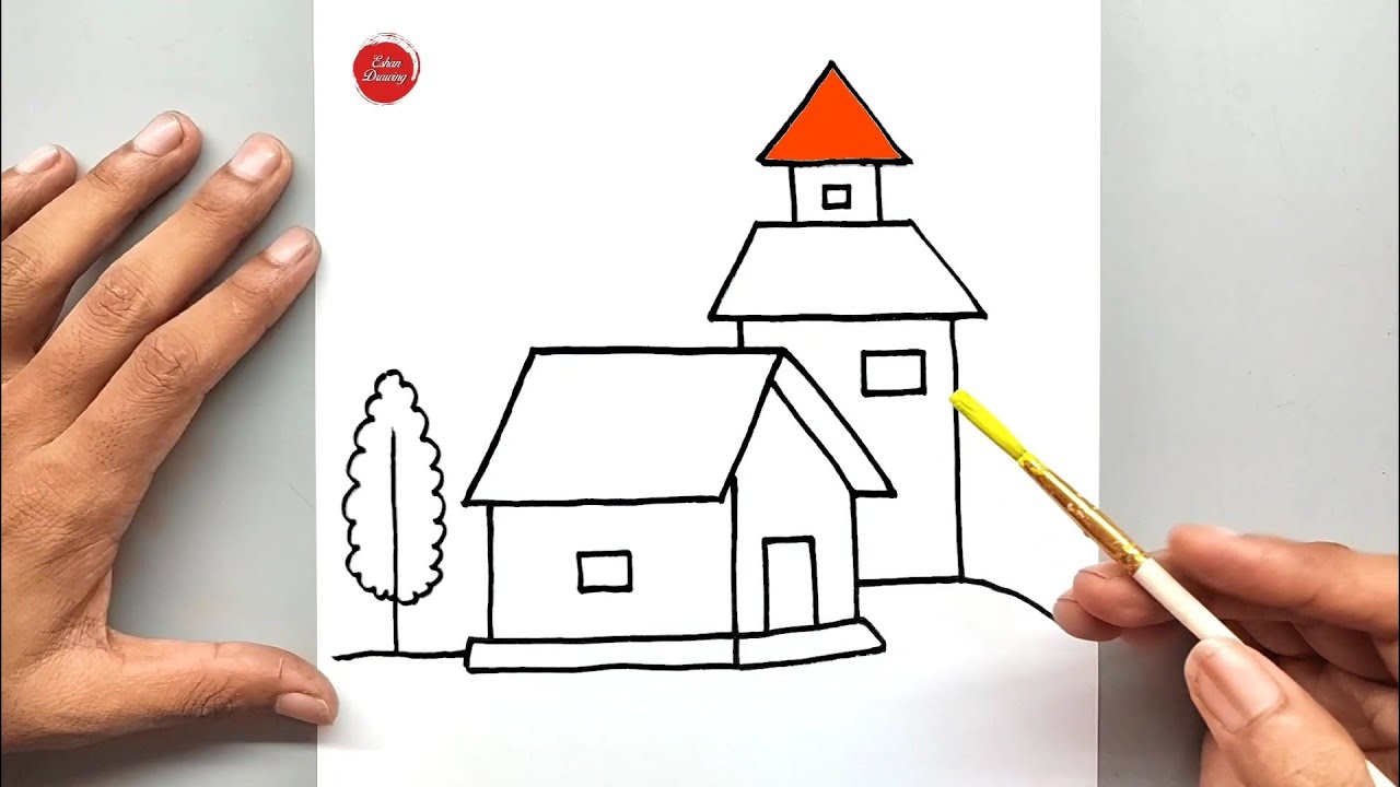 HOUSE DRAWING TUTORIAL STEP-BY-STEP | PAINTING SO EASY - YouTube