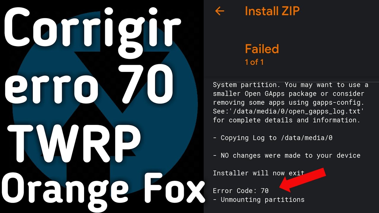 ERRO 70 no TWRP e Orange Fox como solucionar - YouTube