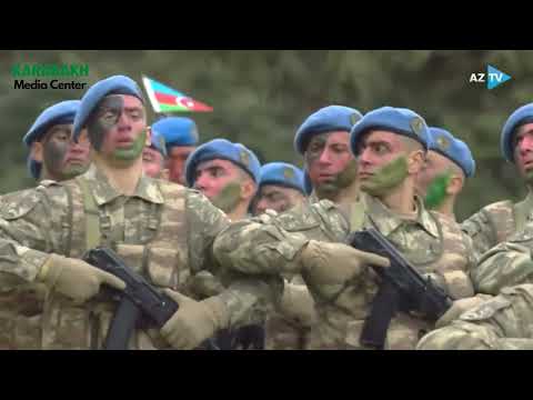 Ali Baş Komandan İlham Əliyev Hadrutda Komando Birləşməsinin döyüş bayrağını təqdim etdi