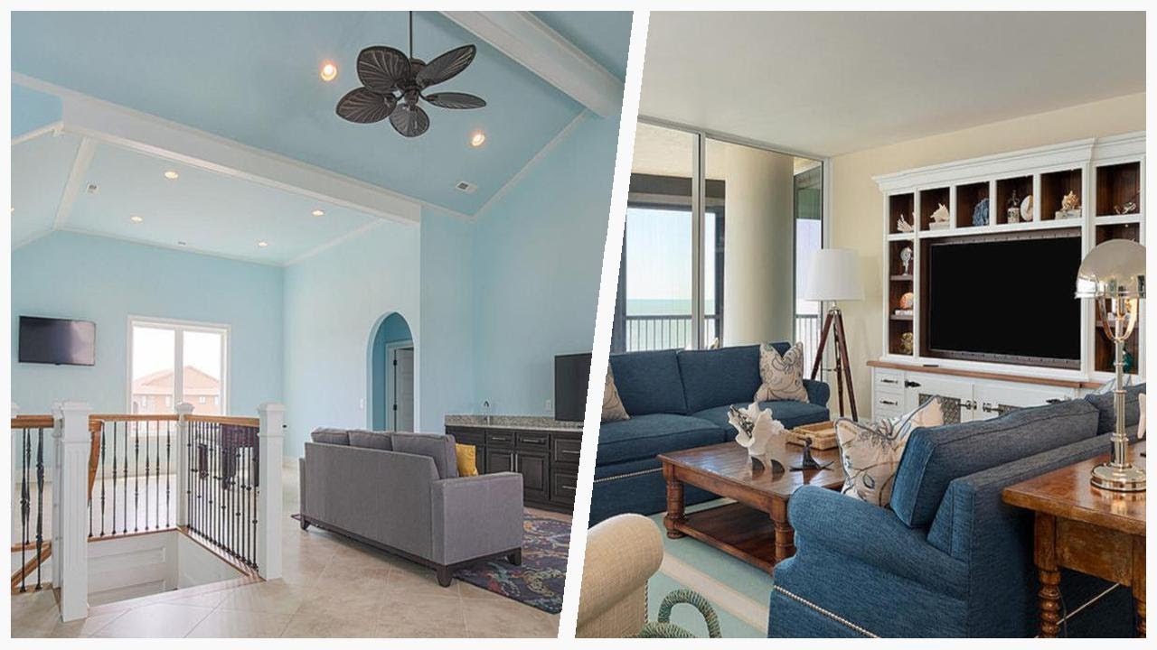 75 Coastal Turquoise Family Room Design Ideas You'll Love - YouTube
