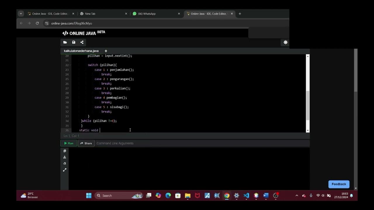 Program Kalkulator Sederhana Java - YouTube