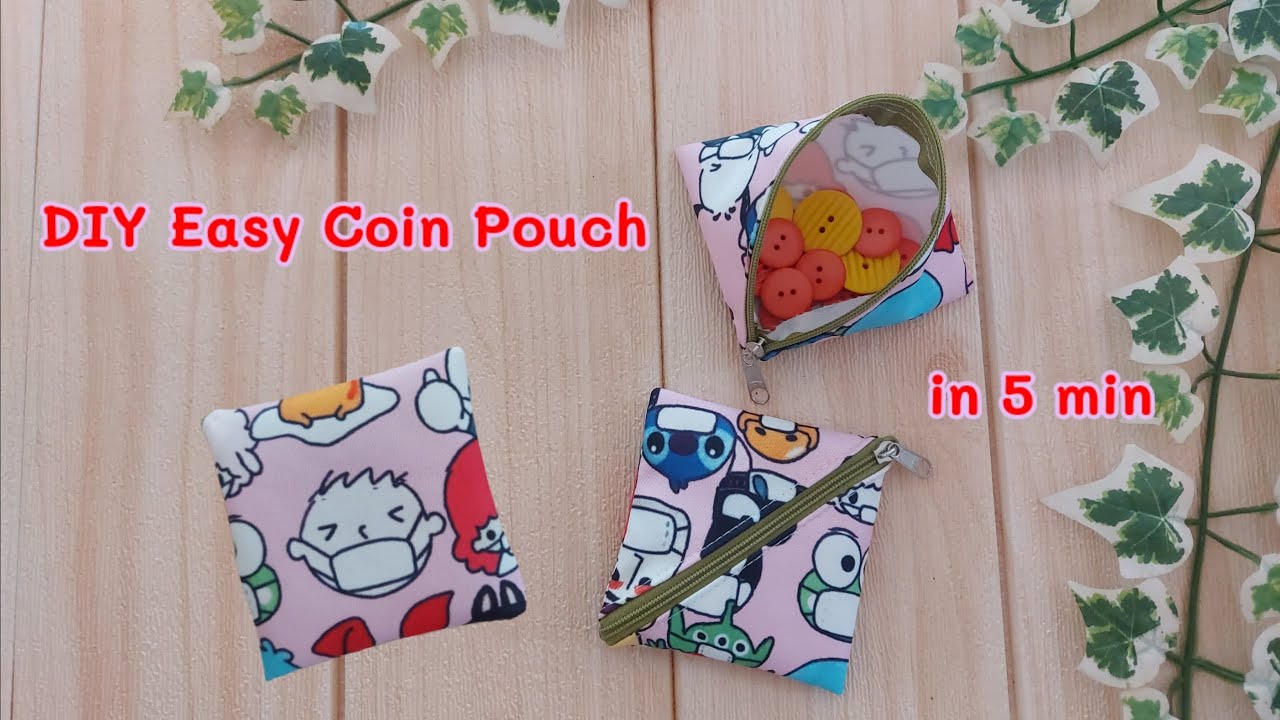 DIY Easy Coin Pouch. Coin pouch in 5 min. How to make coin pouch. basic ...