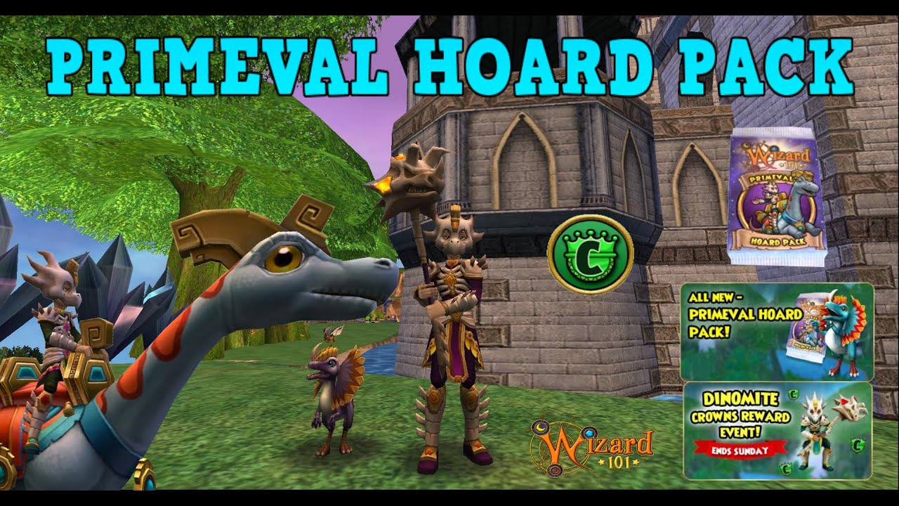 Wizard101 : NEW PRIMEVAL HOARD PACK (Mass Pack Opening + Drops & Gear ...