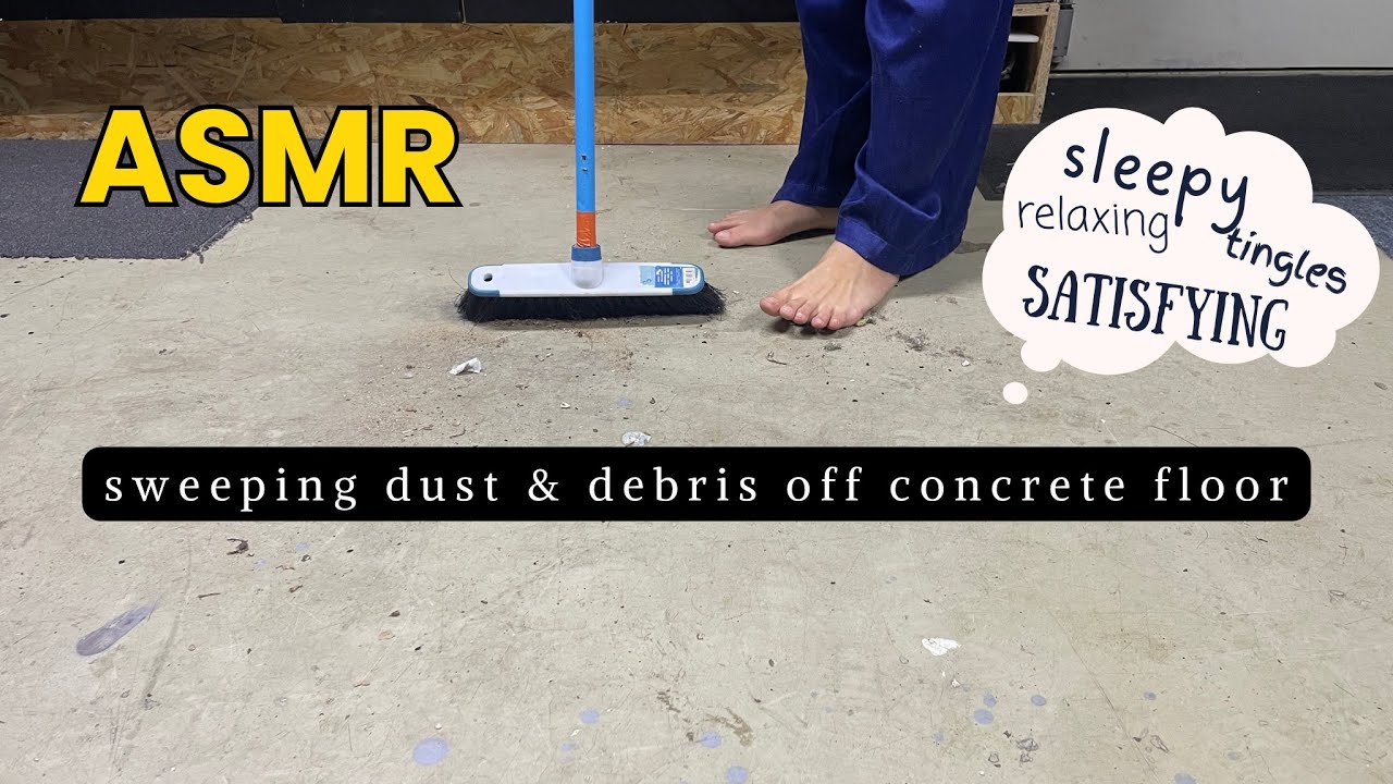 Relaxing sweeping dust & debris off concrete floor ASMR - YouTube
