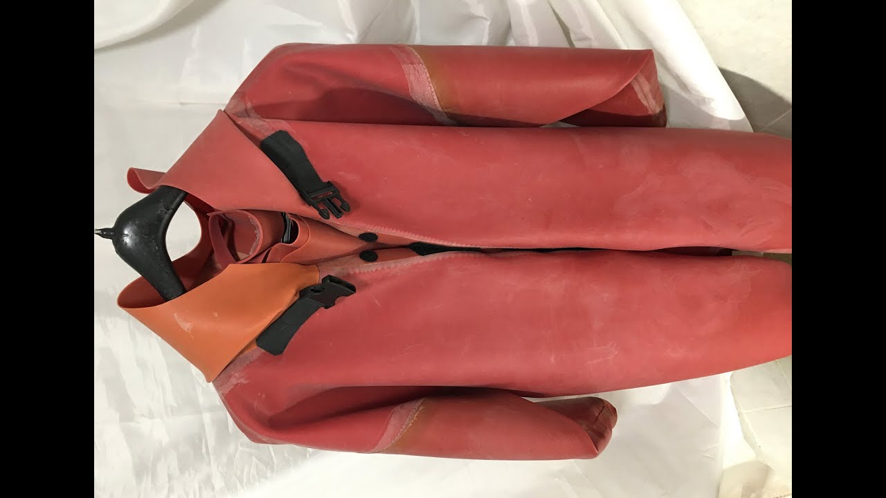 HEAVY PURE NATURAL SOFT RUBBER RAINSUIT JUMPSUIT OVERALL GUMMIANZUG RED ...
