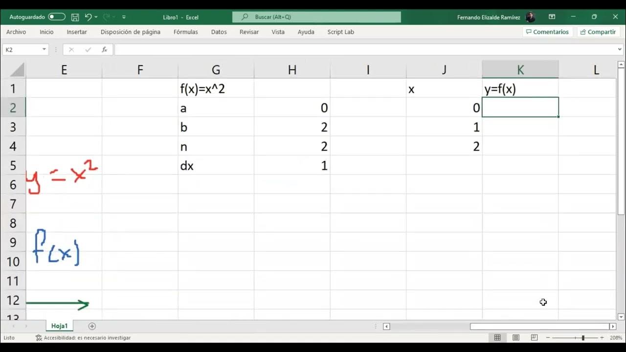 Área bajor la curva: Método trapezoidal (Excel) - YouTube