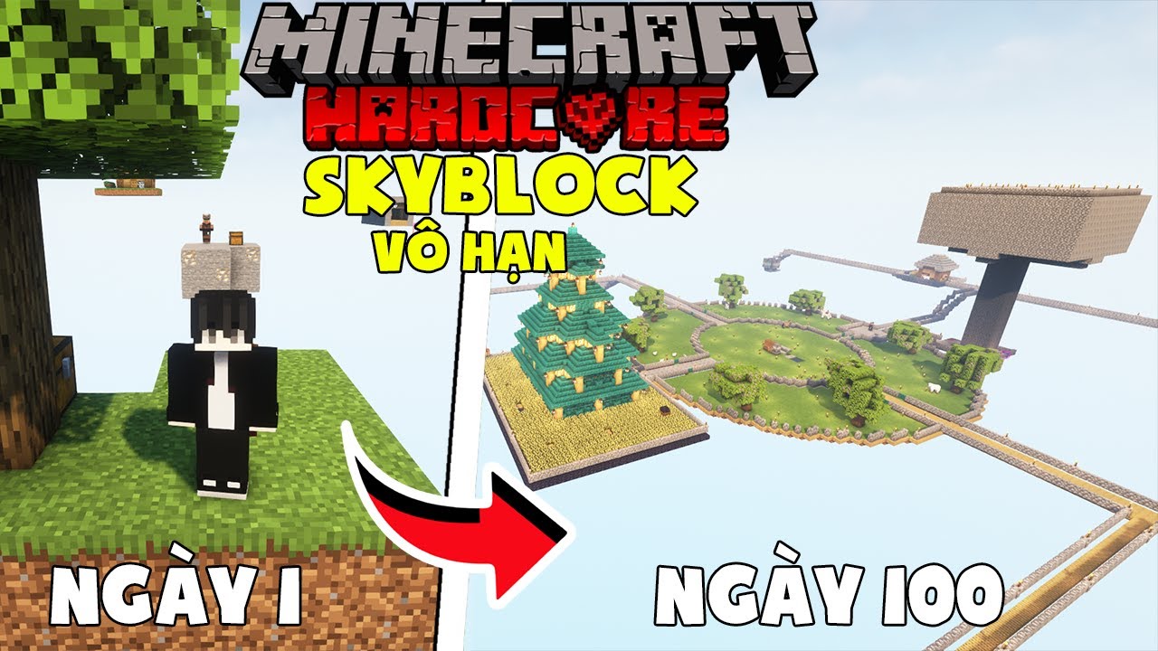 KURO SINH TỒN 100 NGÀY TRONG MINECRAFT SKYBLOCK VÔ HẠN SIÊU KHÓ ...