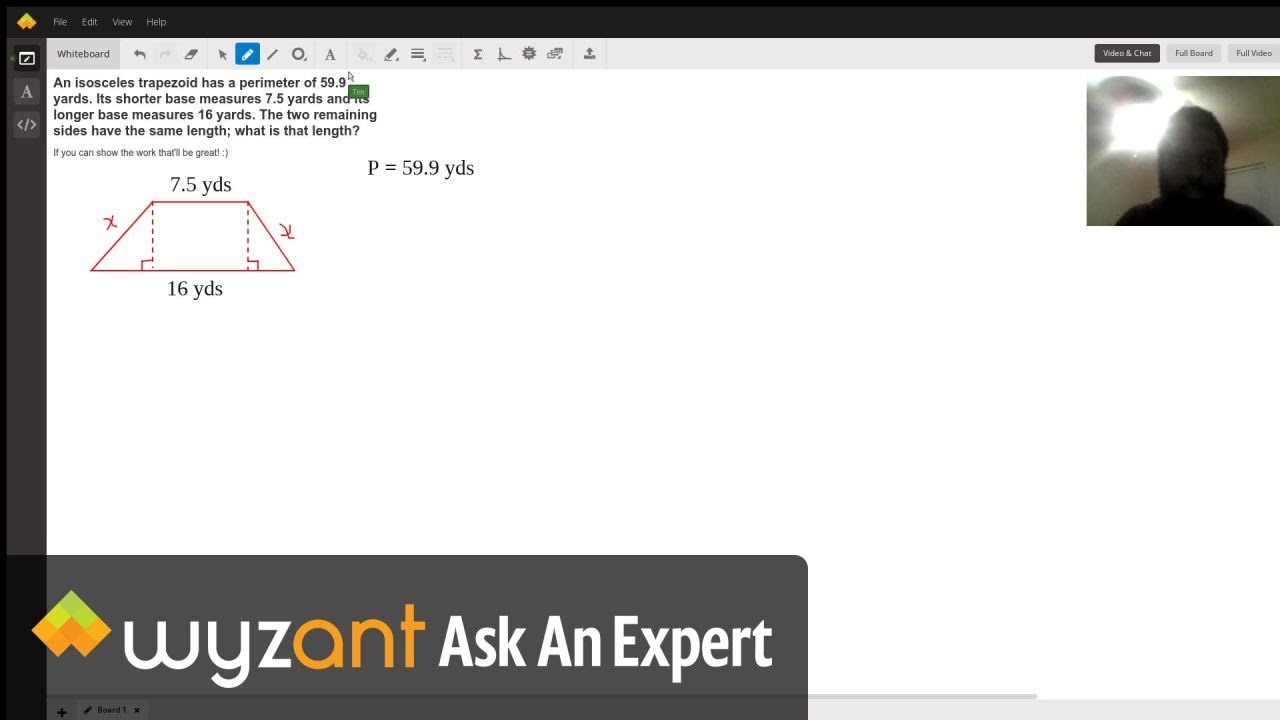 We must split the trapezoid into two triangles and a square to find the ...
